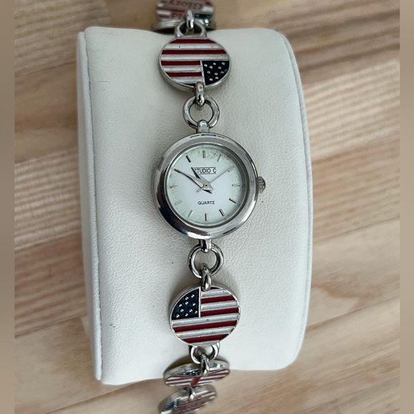 Studio C | Accessories | Studio C Ladies Watch American Flag Bracelet ...